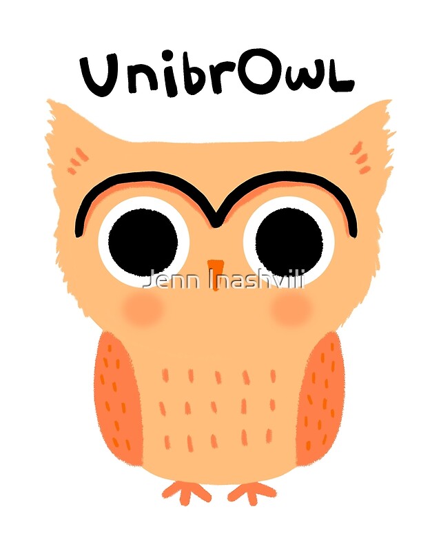 "UnibrOwl | Unibrow Owl | Funny Cute Owl Illustration" by Jenn ...