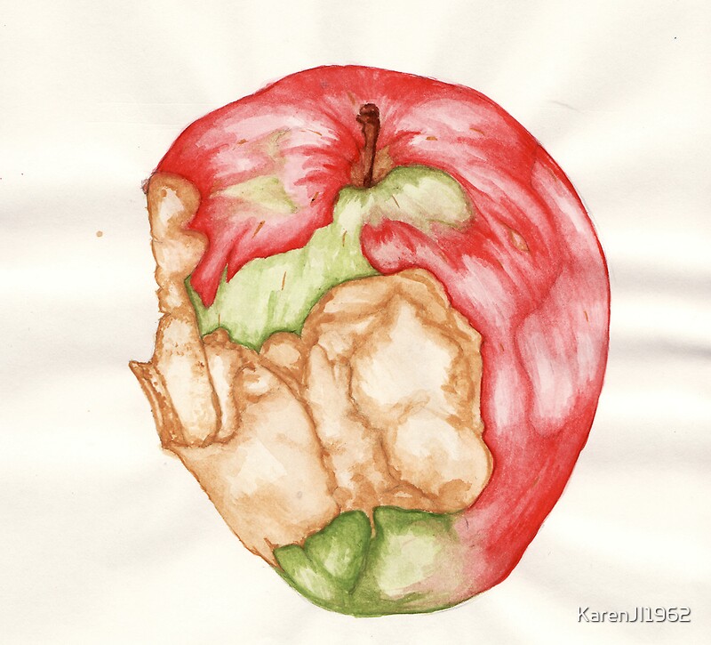 «Painting - half eaten apple» de KarenJI1962 | Redbubble