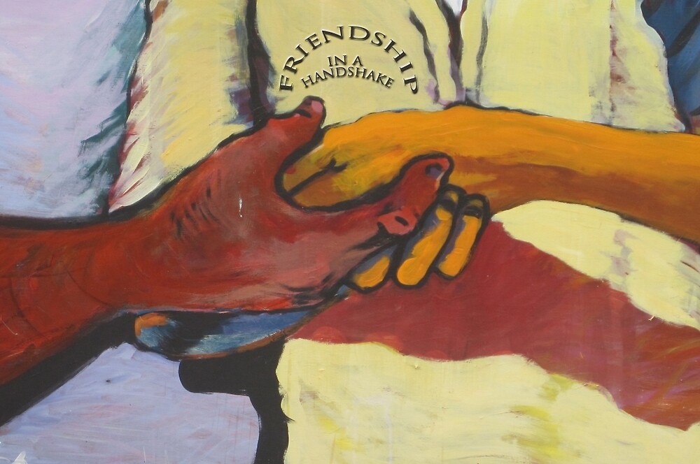 "A street mural handshake" by DAdeSimone | Redbubble