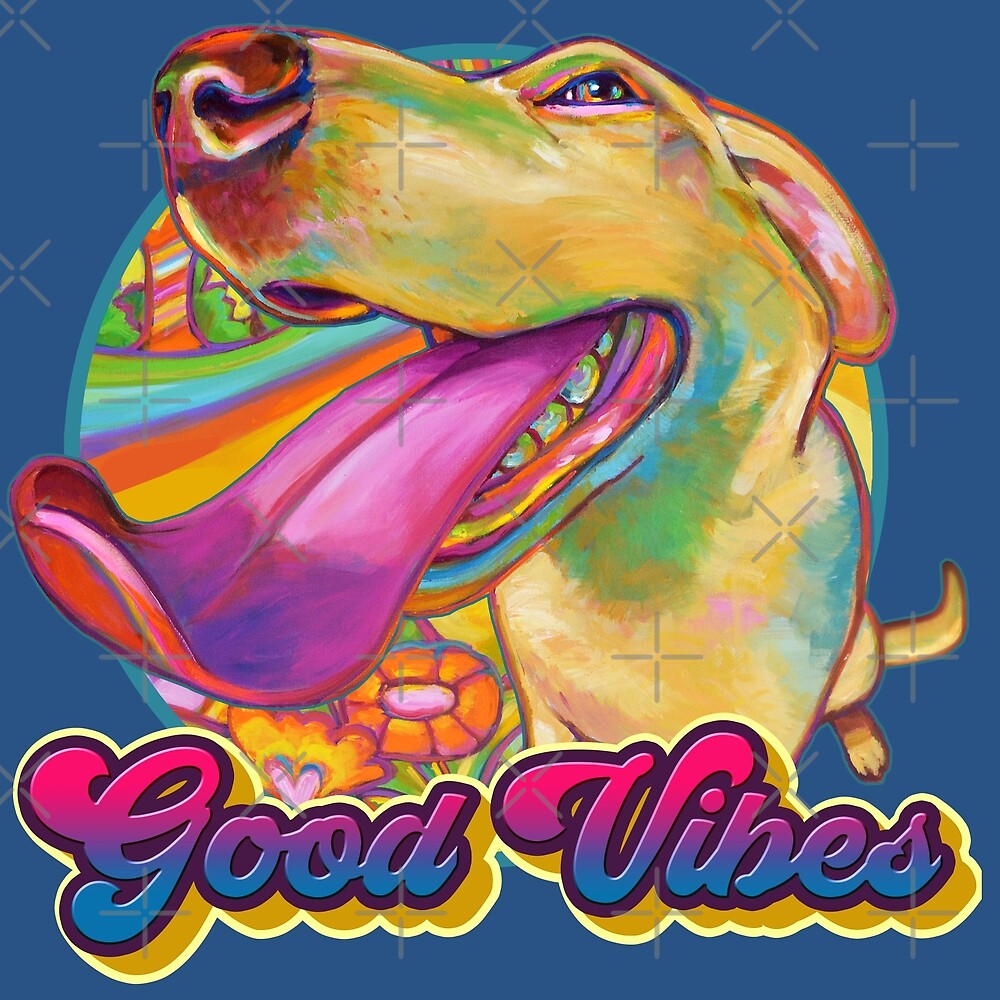 "Psychedelic Trippy Dog Good Vibes" by RobertPhelpsArt | Redbubble