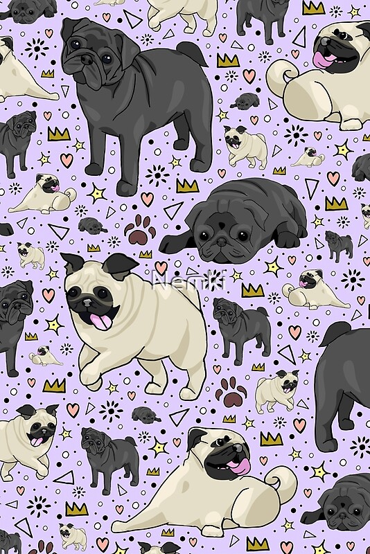 "Pugs in Purple" by Nemki | Redbubble