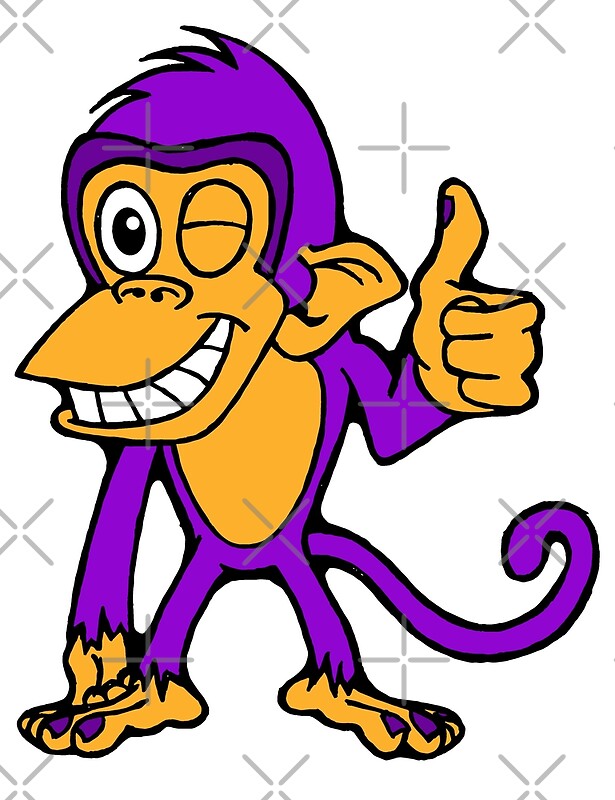 "Winking Monkey (Purple and Orange)" by M. Scott Phifer | Redbubble