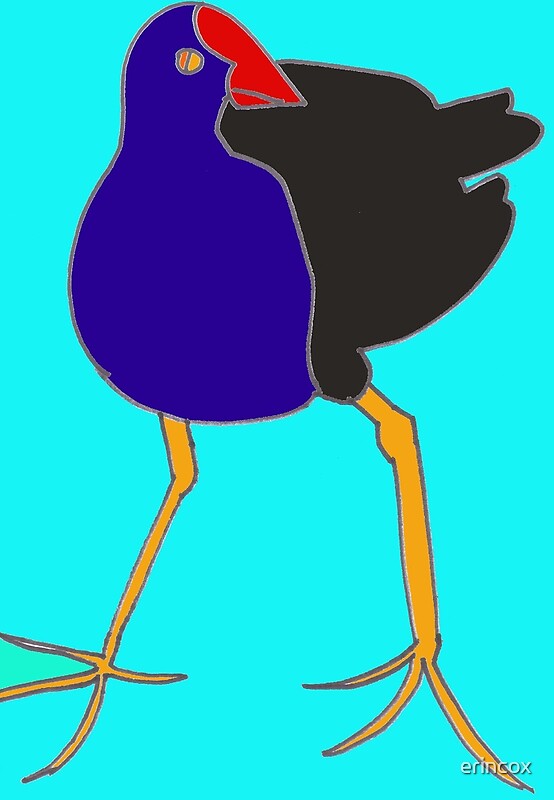 "Pukeko aqua background" by erincox | Redbubble