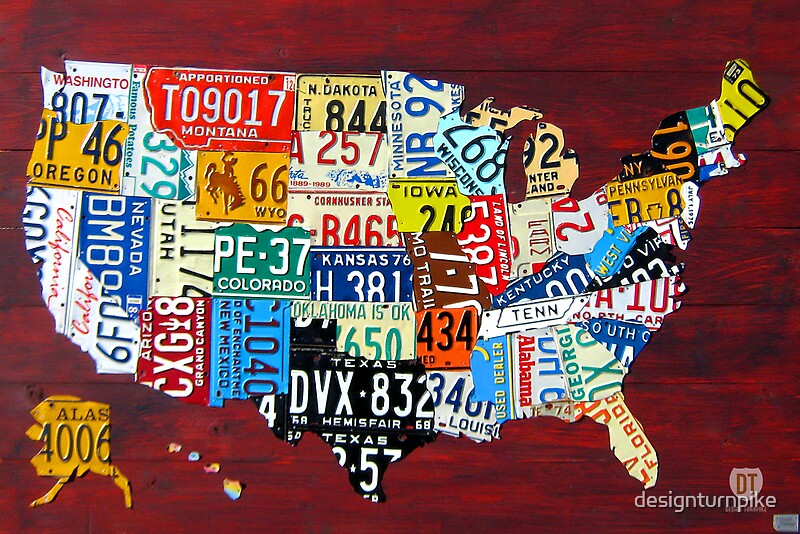 "License Plate Map of The United States 2011" by designturnpike | Redbubble