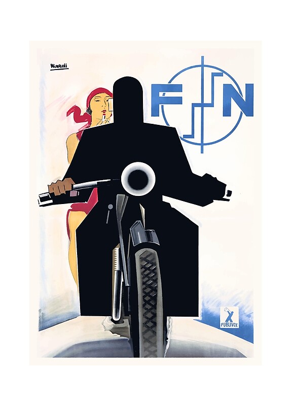 "1925 FN Motorcycles Belgian Advertising Poster" by retrographics ...