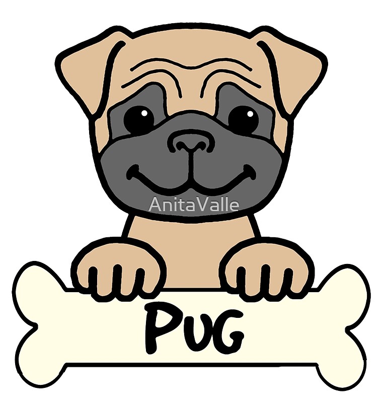 "Pug Cartoon" by AnitaValle | Redbubble