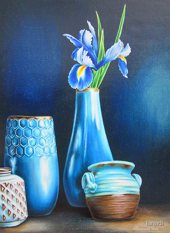 "Blue Still life with Iris" by lanadi | Redbubble