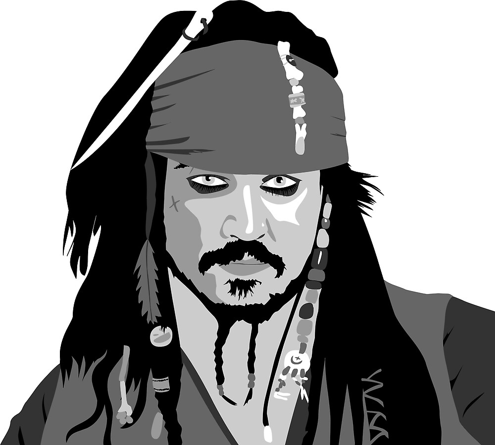 "Johnny Depp Pirates of the caribbean design" by Paul Dunkel | Redbubble