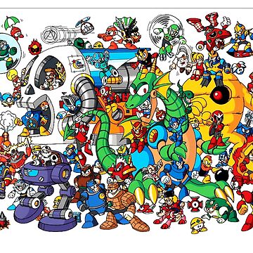 "Mega Man and all of his enemies" Sticker for Sale by infiniterivals ...