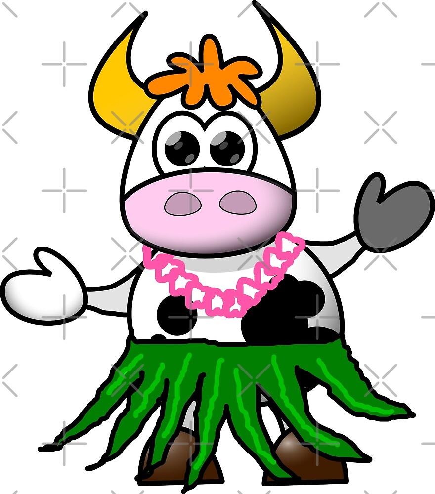 "Cute and Funny Hawaiian Dancing Seaweed Cow" by norman088 | Redbubble