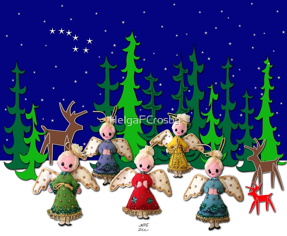 ""Helga's Angels in Forest with Deer"©" by HelgaFCrosby | Redbubble
