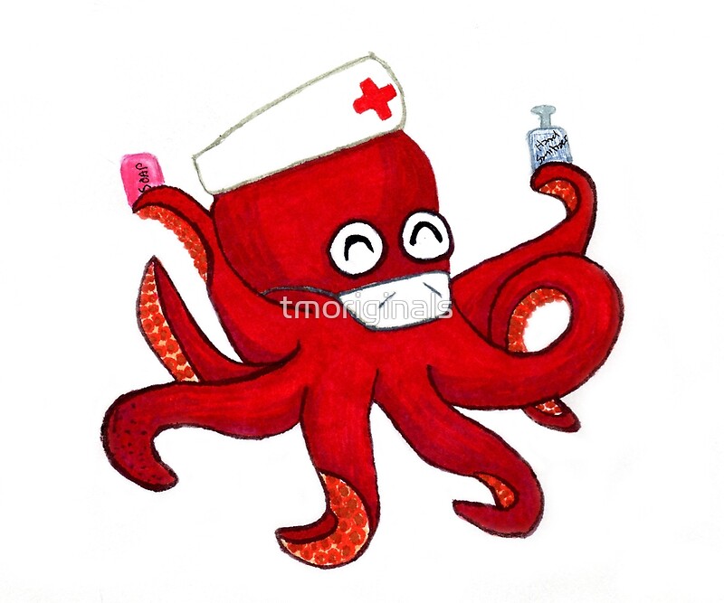 "Hand-washing octopus nurse" by tmoriginals | Redbubble