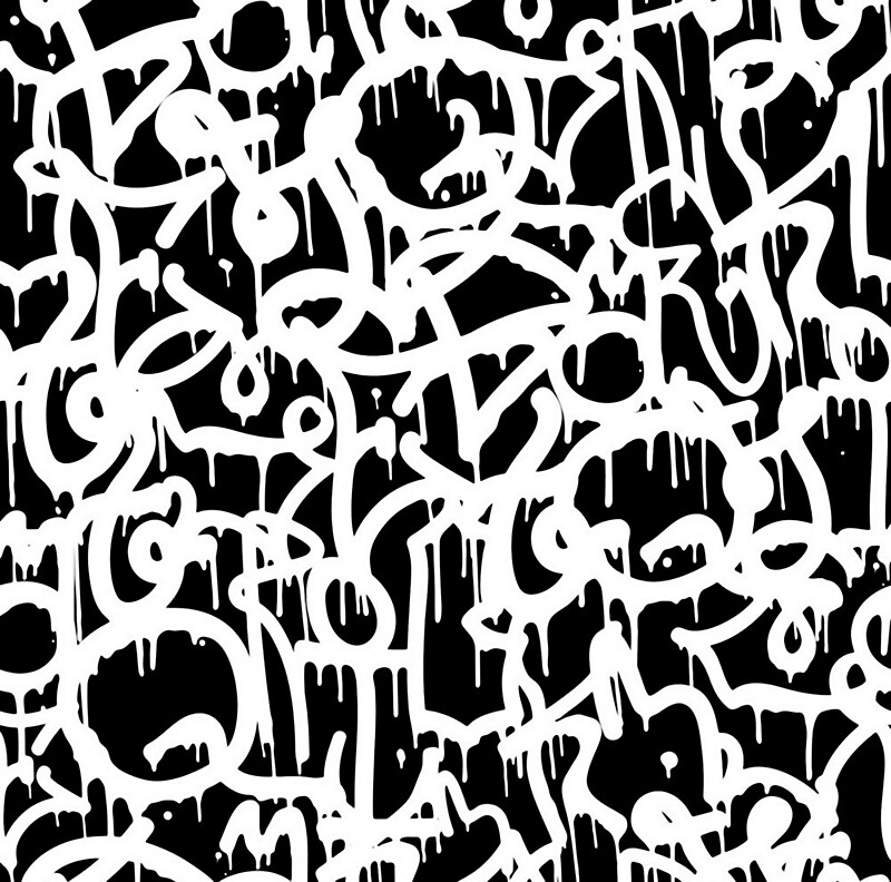 "Graffiti Writing Dripping Paint Pattern Design White on Black" by ...
