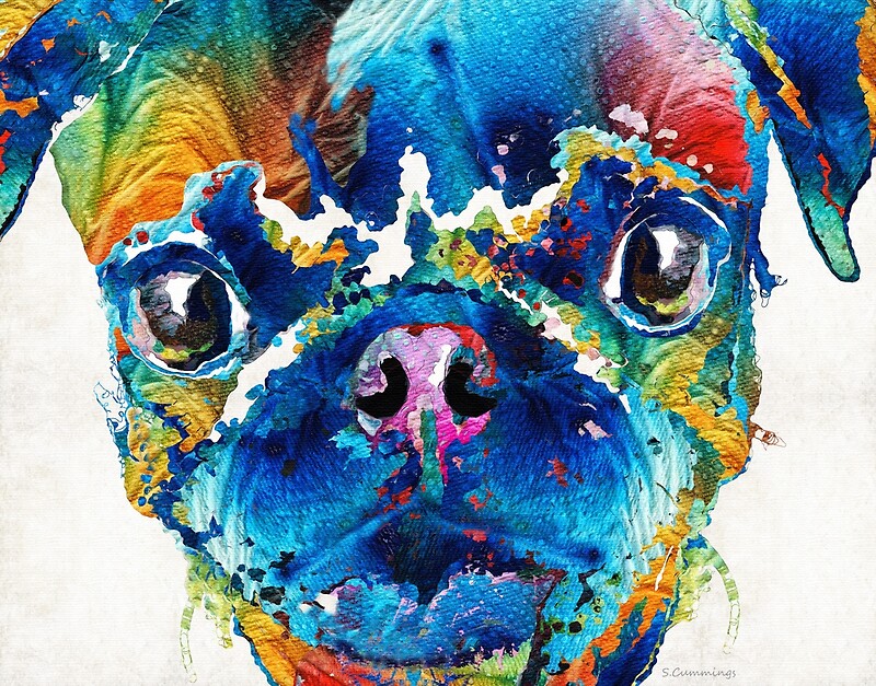 "Colorful Pug Art - Smug Pug - By Sharon Cummings" by Sharon Cummings ...