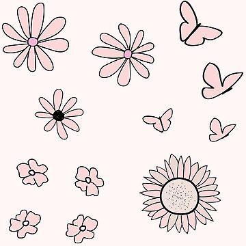 "Light Peach Flower and Butterfly Sticker Pack" Sticker for Sale by The ...
