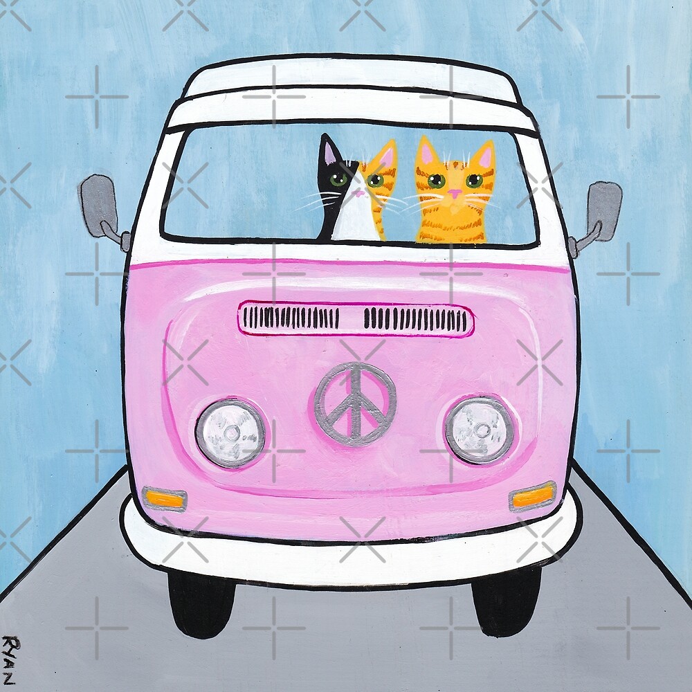 "Pink Love Bus Cats" by kilkennycat | Redbubble