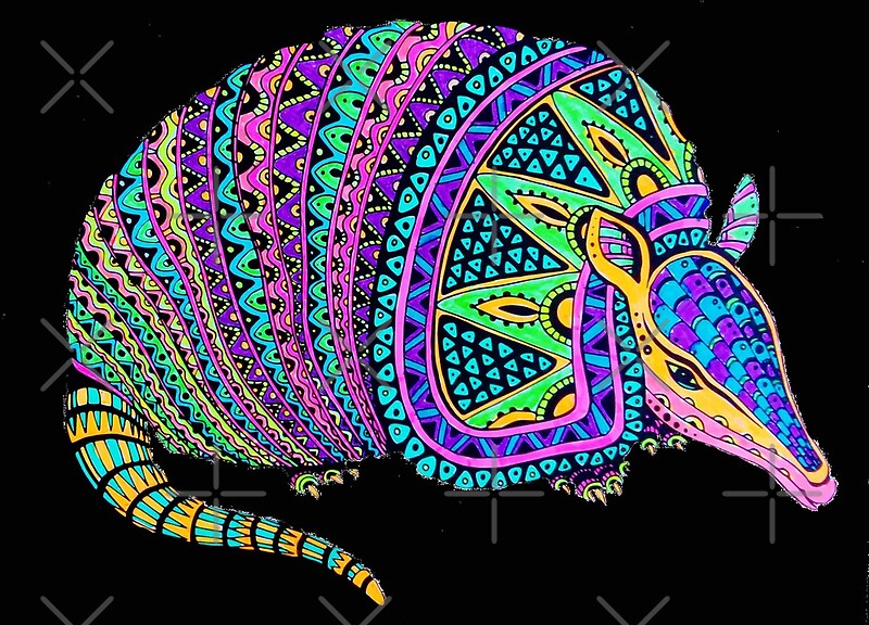 "Psychedelic neon coloured armadillo" by TJ-Allen | Redbubble