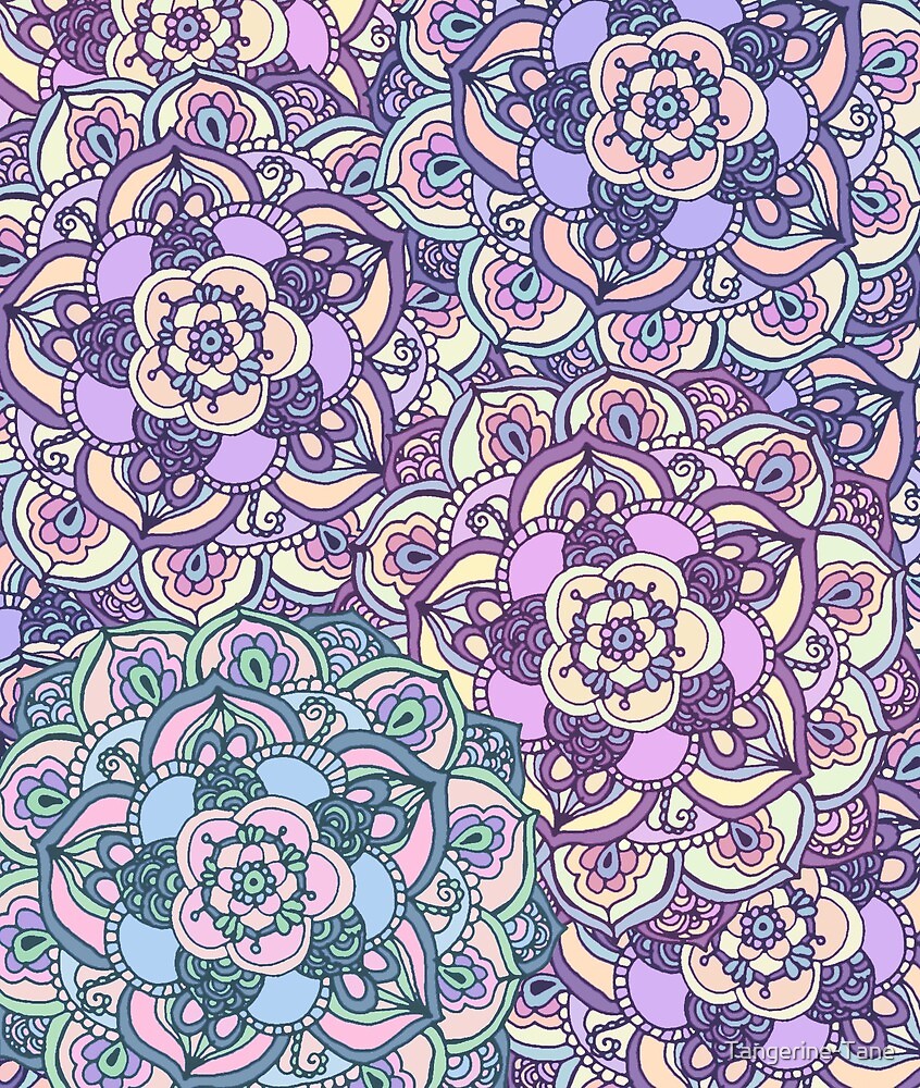 "Aqua, Pink and Purple Doodled Pattern" by Tangerine-Tane | Redbubble