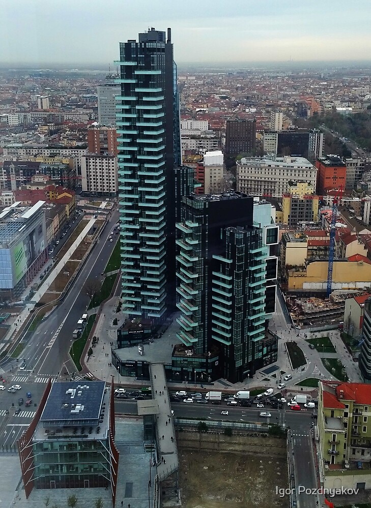 "Aerial View of Central Milan with a Skyscraper" by Igor Pozdnyakov ...