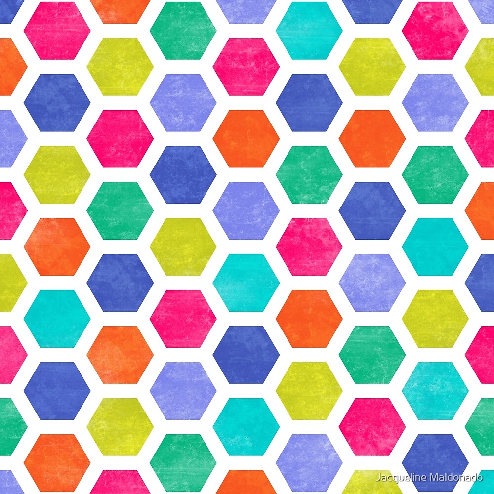 "Hexagon 2 - Vibrant Colored Geometric Pattern" by Jacqueline Maldonado ...
