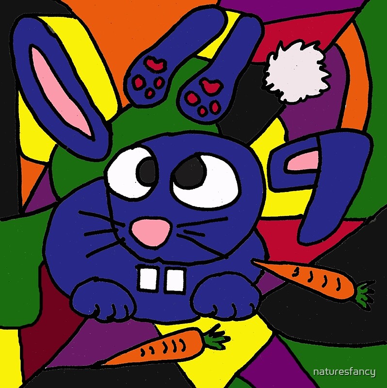 "Awesome Blue Bunny Rabbit Cubism Art" by naturesfancy | Redbubble