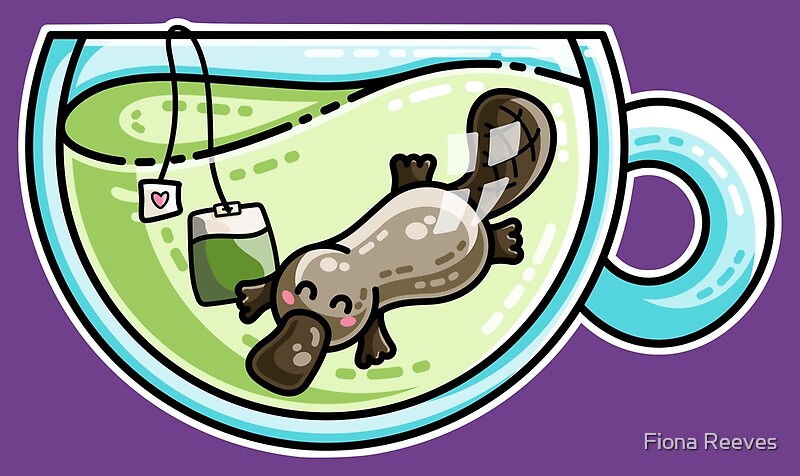 "Pla-tea-pus Kawaii Cute Platypus Tea Pun" by Fiona Reeves | Redbubble