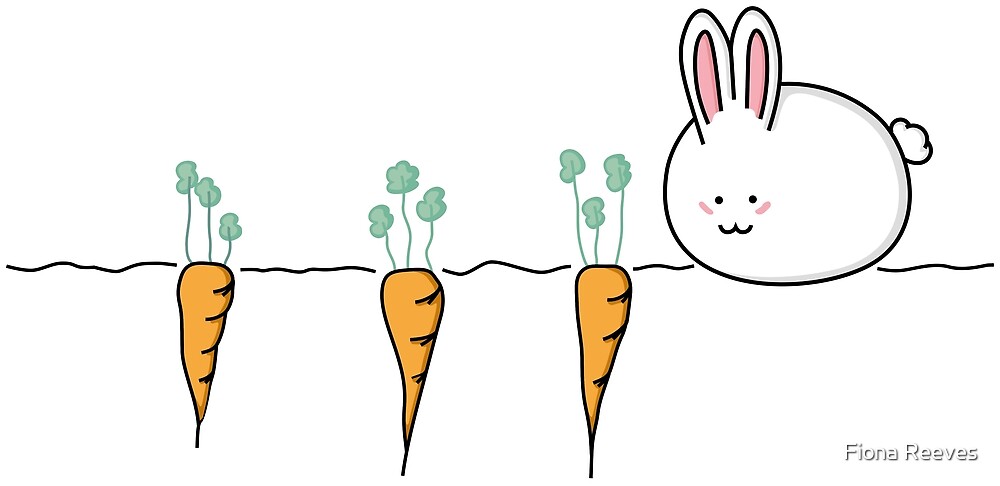 "Cute Kawaii Rabbit and Carrots" by Fiona Reeves | Redbubble