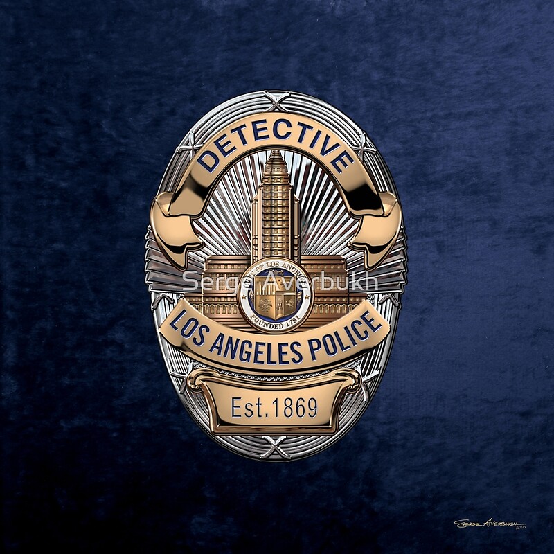 "Los Angeles Police Department - LAPD Detective Badge over Blue Velvet ...