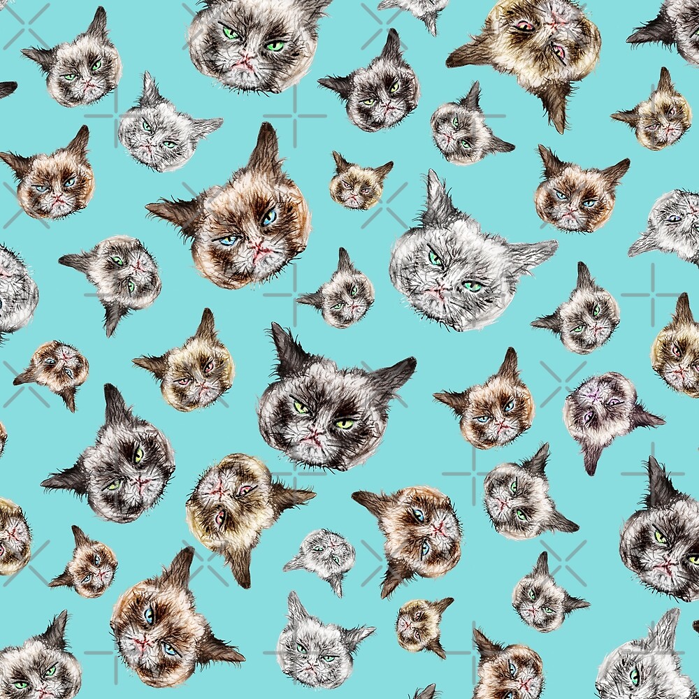 "Cats in Turquoise Blue" by Notsniw Art | Redbubble
