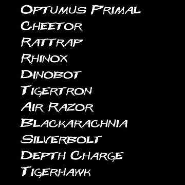 "Beast Wars Transformers 1994 Maximal Character List" Poster for Sale ...