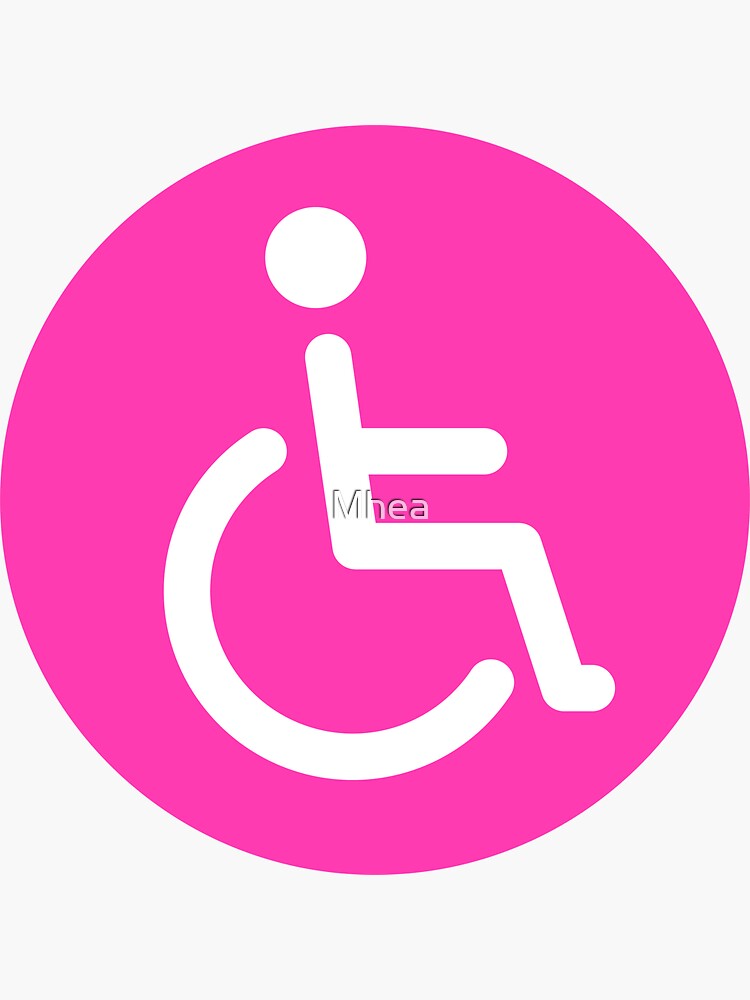 "Hot pink disabled symbol, round stickers" Sticker by Mhea | Redbubble
