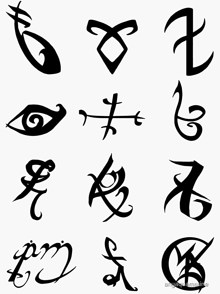 "Shadowhunter runes stickers" Sticker by anyaquamarine | Redbubble