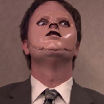 "THE OFFICE DWIGHT MASK FIRST AID FAIL CPR" Sticker for Sale by ...