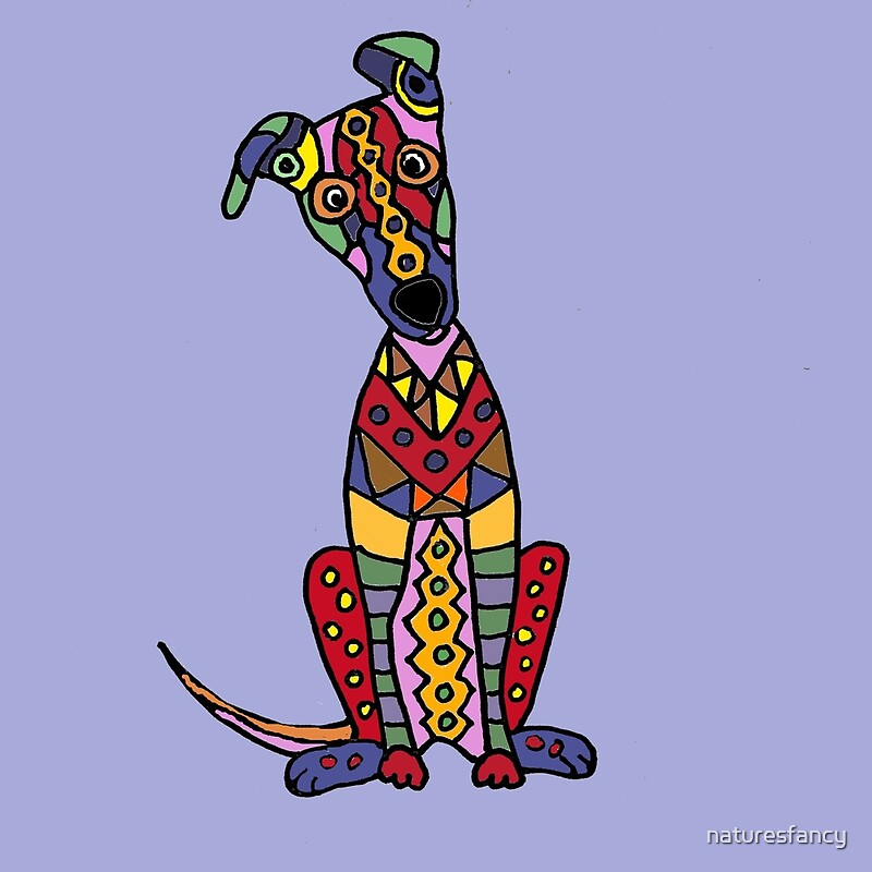 "Funny Funky Colorful Greyhound Dog Abstract Art" by naturesfancy ...