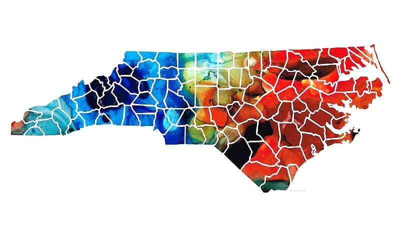"North Carolina - Colorful Wall Map by Sharon Cummings" by Sharon ...