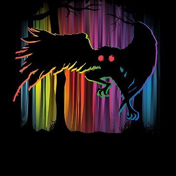 "Mothman Rainbow Aurora Forest - Unique Equality Cryptid Gift ...