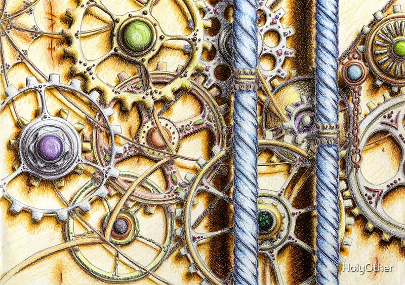 "Cogs #4 - coloured pencil" by HolyOther | Redbubble