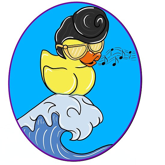 "Elvis rubber ducky riding a wave" Poster by RobotKoalahead | Redbubble