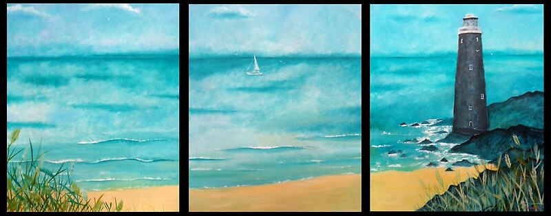 "The Lighthouse Triptych in Acrylics" by Emily King | Redbubble