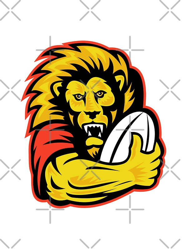 "rugby player lion holding ball" by patrimonio | Redbubble