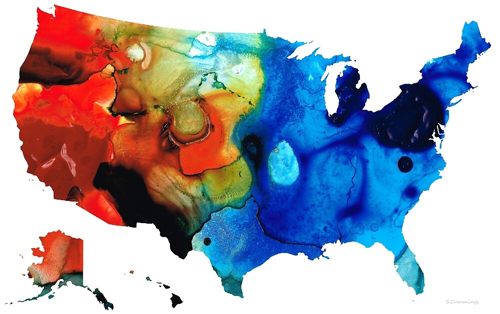 "United States of America Map 4 - Colorful USA" by Sharon Cummings ...