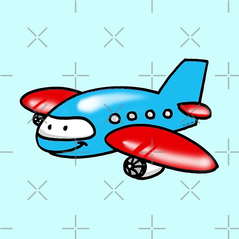 "Funny blue airplane cartoon" by CuteCartoon | Redbubble