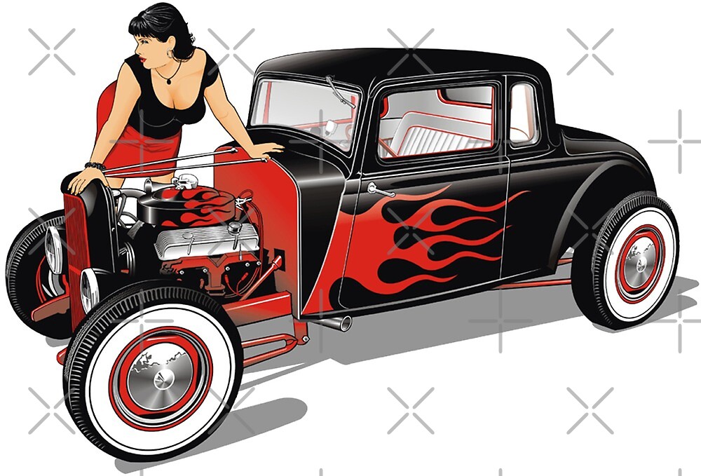 "Hot Rod with Pin-Up Girl" by ItsMeRuva | Redbubble