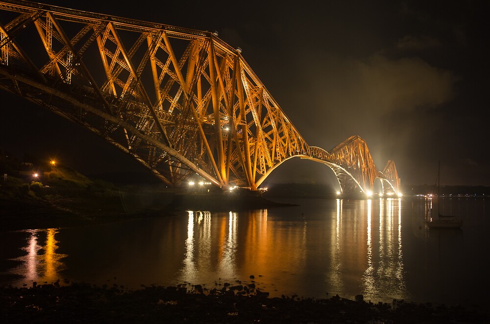 "Forth Rail Bridge at night" by johnhastings | Redbubble
