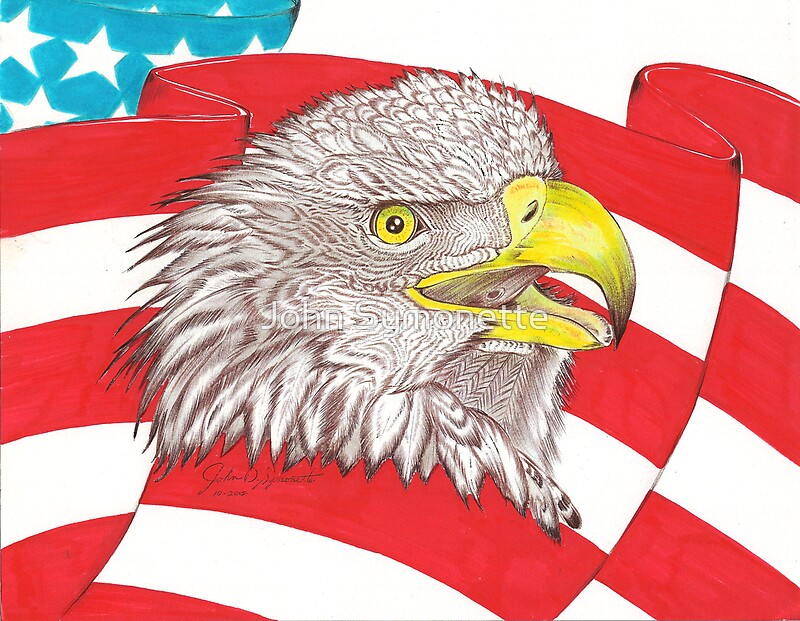 "American Flag Eagle Drawing" by John Symonette | Redbubble