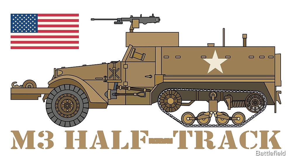 "M3 Half-track WW2 American US Army Truck APC Vintage Flag" by ...