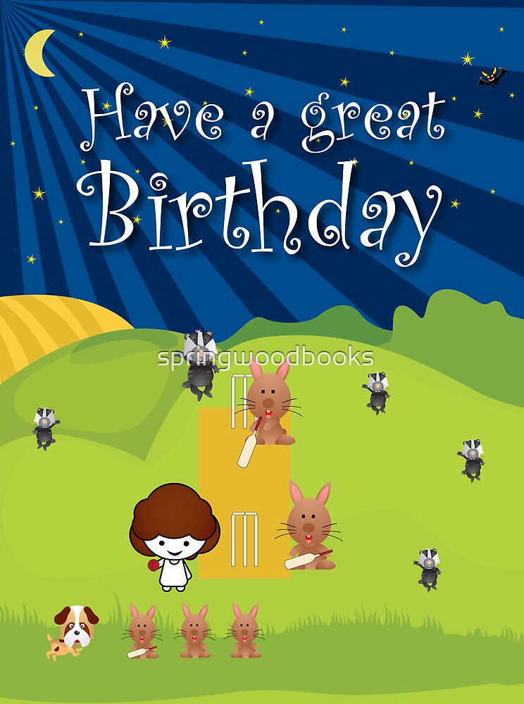"The Night Badgers Play Cricket Birthday Card" by springwoodbooks ...
