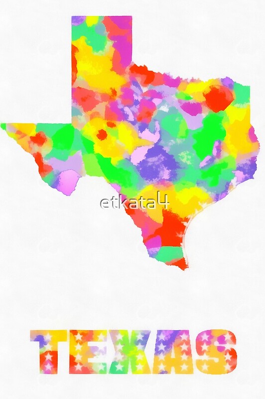 "Texas Map Pop art On White" by Eti Reid | Redbubble