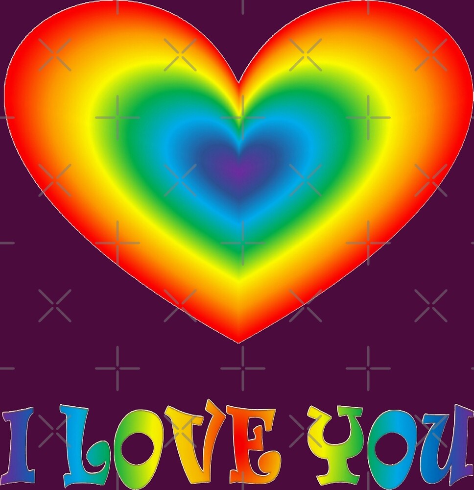 "I love you, shining rainbow heart" by helenkaiy | Redbubble
