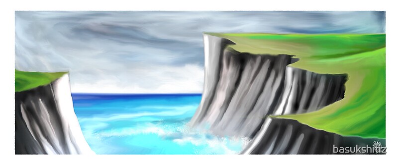 "cliff edge painting" by basukshitiz | Redbubble